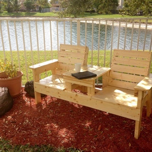 Double Garden Chair Bench With Middle Table Plans - Etsy