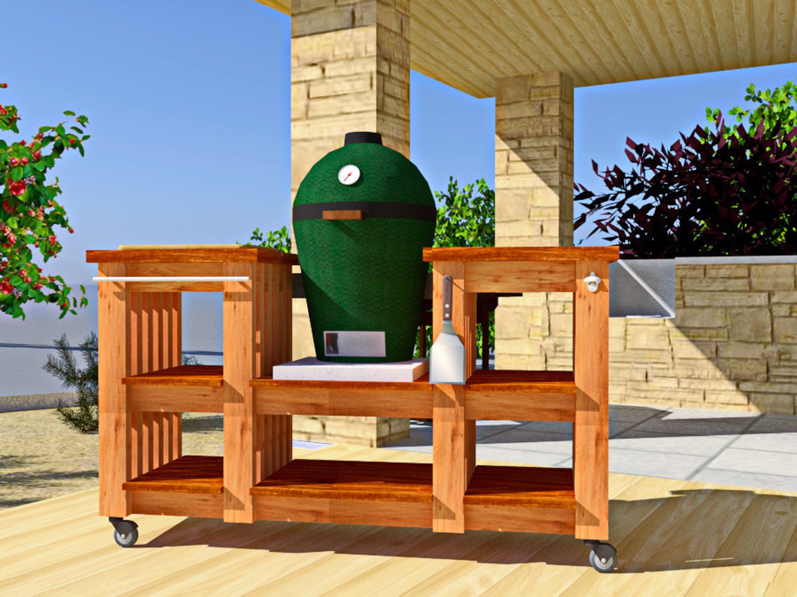 custom-grill-table-for-big-green-egg-kamado-joe-pdf-plan-etsy