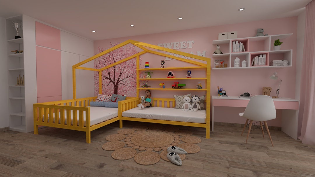 L shape Nook Full Twin Bed Plan Corner Full and Twin Bed Plan kids Bed Plan toddler Bed Plan child Bed Plan Etsy Canada