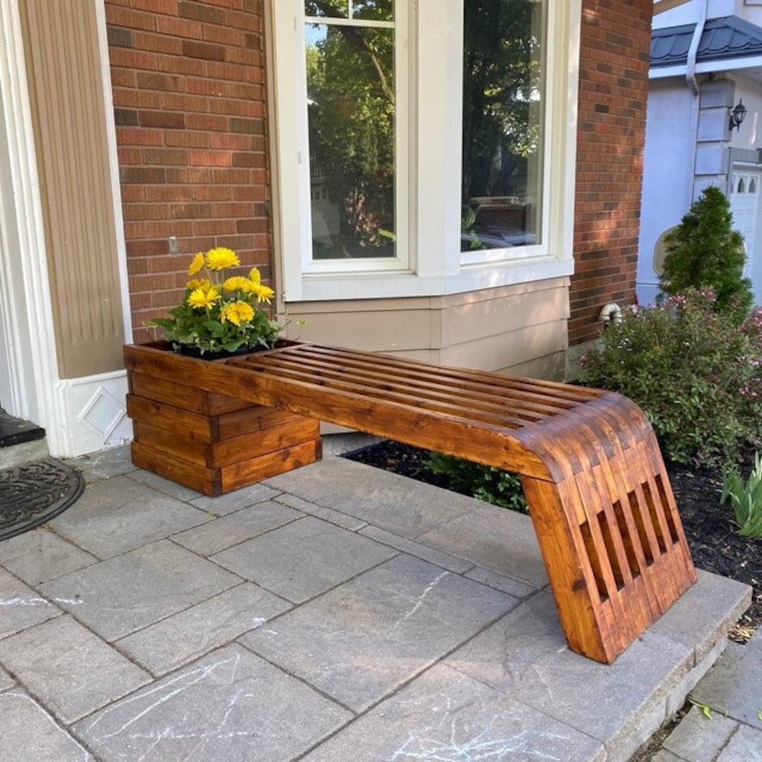 Wood Planter Bench PDF Plan: Outdoor Bench Digital Download - Etsy
