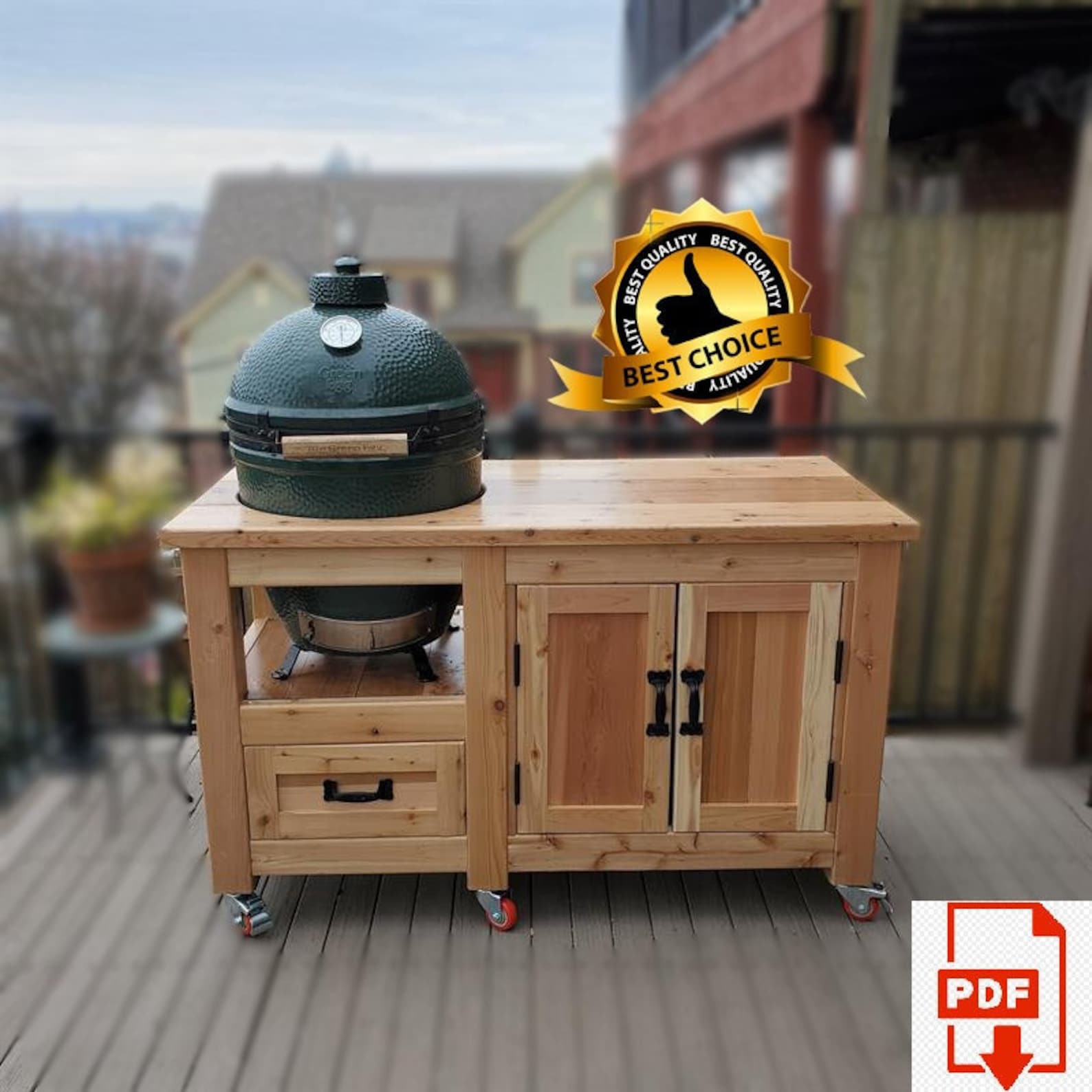 Grill Table For Big Green Egg Kamado Joe Plan Pdf Digital Etsy
