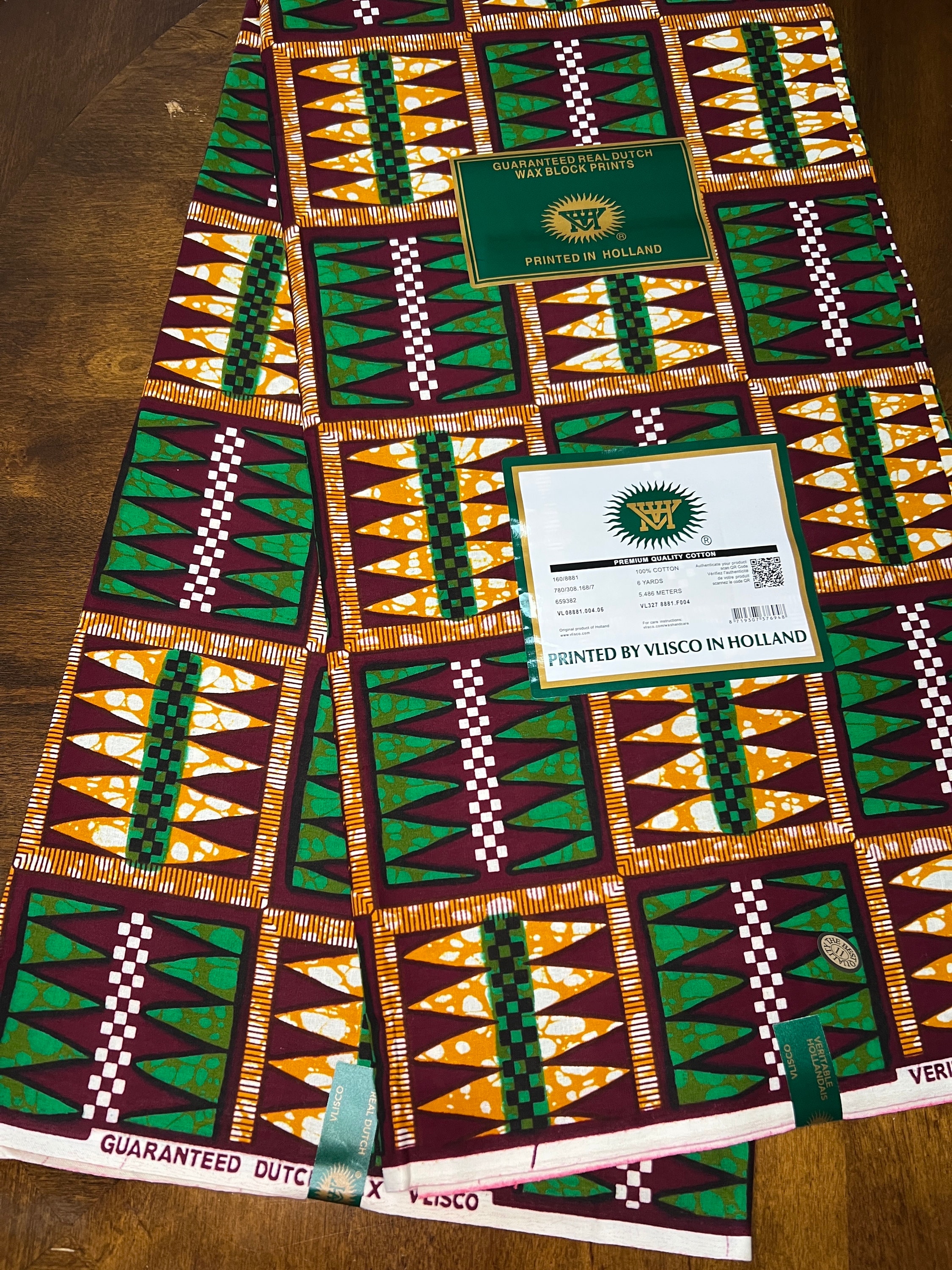 African Wax Print Fabric-6 Yard:eye-catching Design for Head Wraps ...