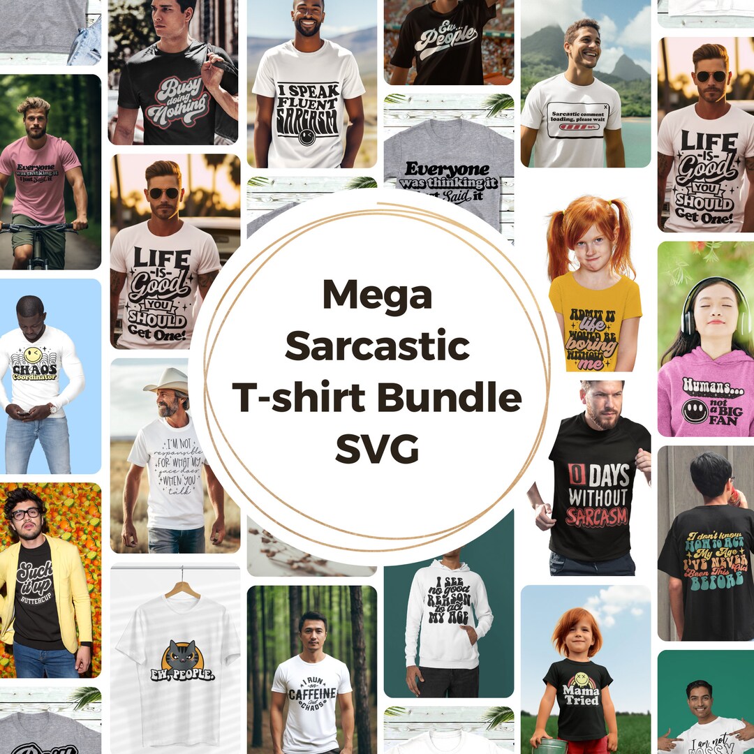 Sarcastic and Funny SVG Bundle: 50 Witty Quotes for T-shirt Making ...