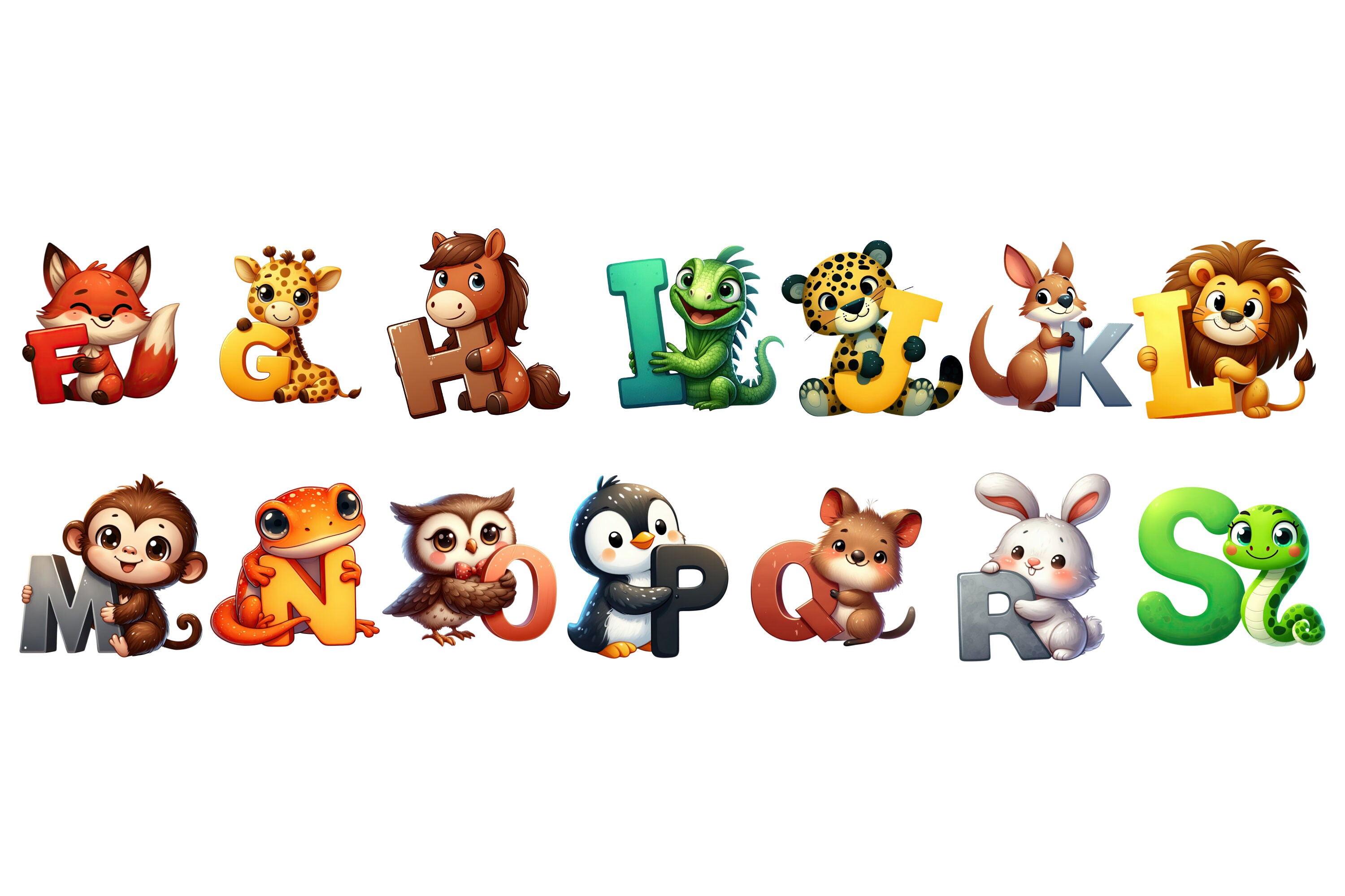 Animal Alphabet Sublimation Set - Abcs With Animals, Kids Learning ...
