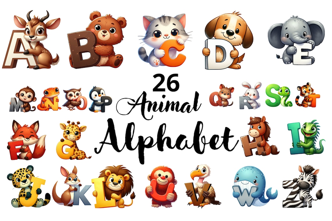 Animal Alphabet Sublimation Set - Abcs With Animals, Kids Learning ...