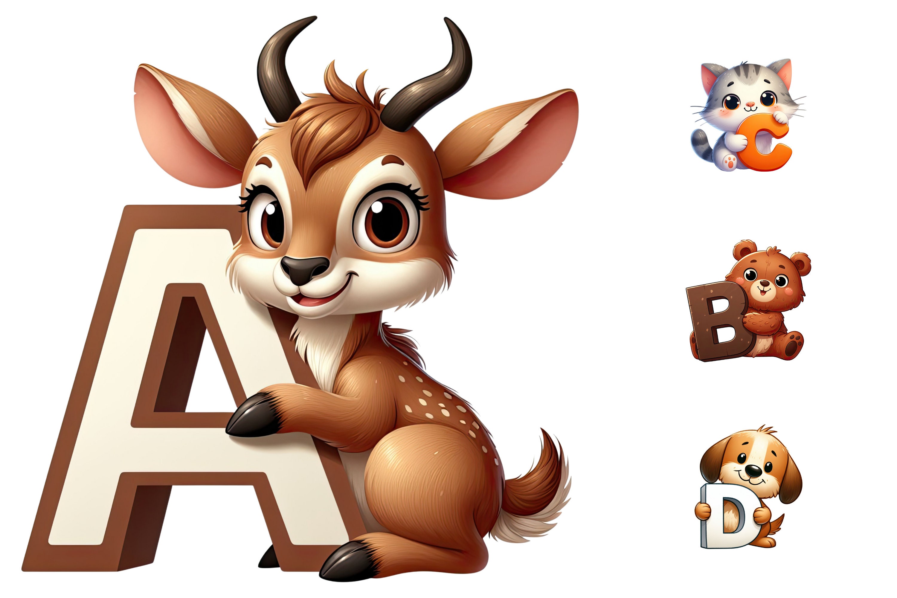 Animal Alphabet Sublimation Set - Abcs With Animals, Kids Learning ...