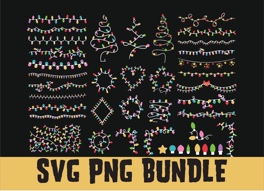 Christmas Lights SVG PNG Vector Bundle - Etsy