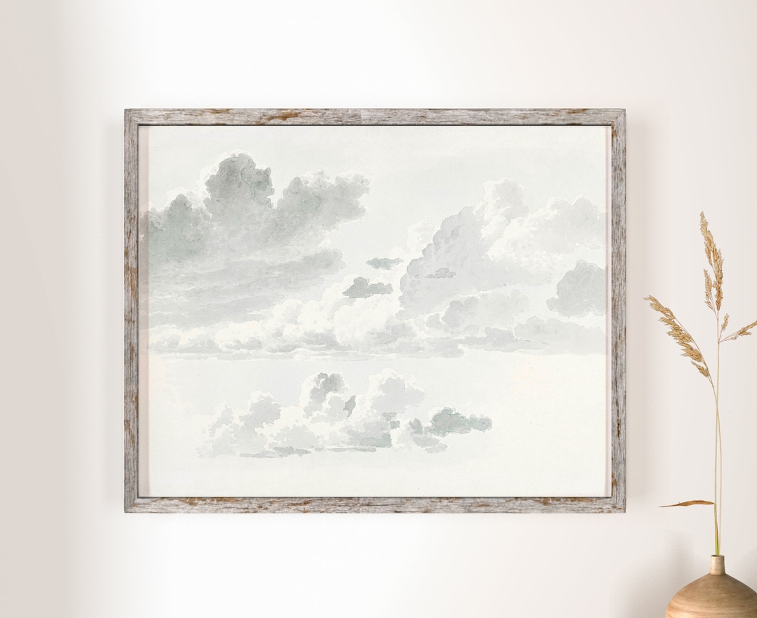 Soft Clouds Art Print, Clouds Water Color Wall Art, Light and Airy Home ...