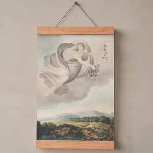 Angelcore Room Decor, Angel and Flowers Art Print, Antique Angel in a ...