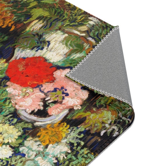 Pink Oleander Impressionist Art Area Rug Small Area Rug Van Gogh Floral ...