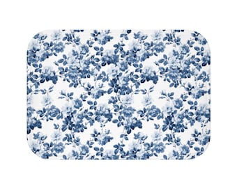 Blue and White Bath Mat - Etsy