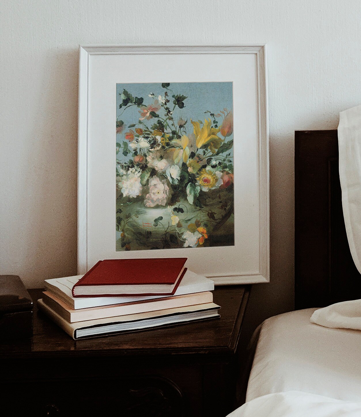 Rococo Style Pastel Florals Still Life Art Print, Flowers in Vase Oil ...