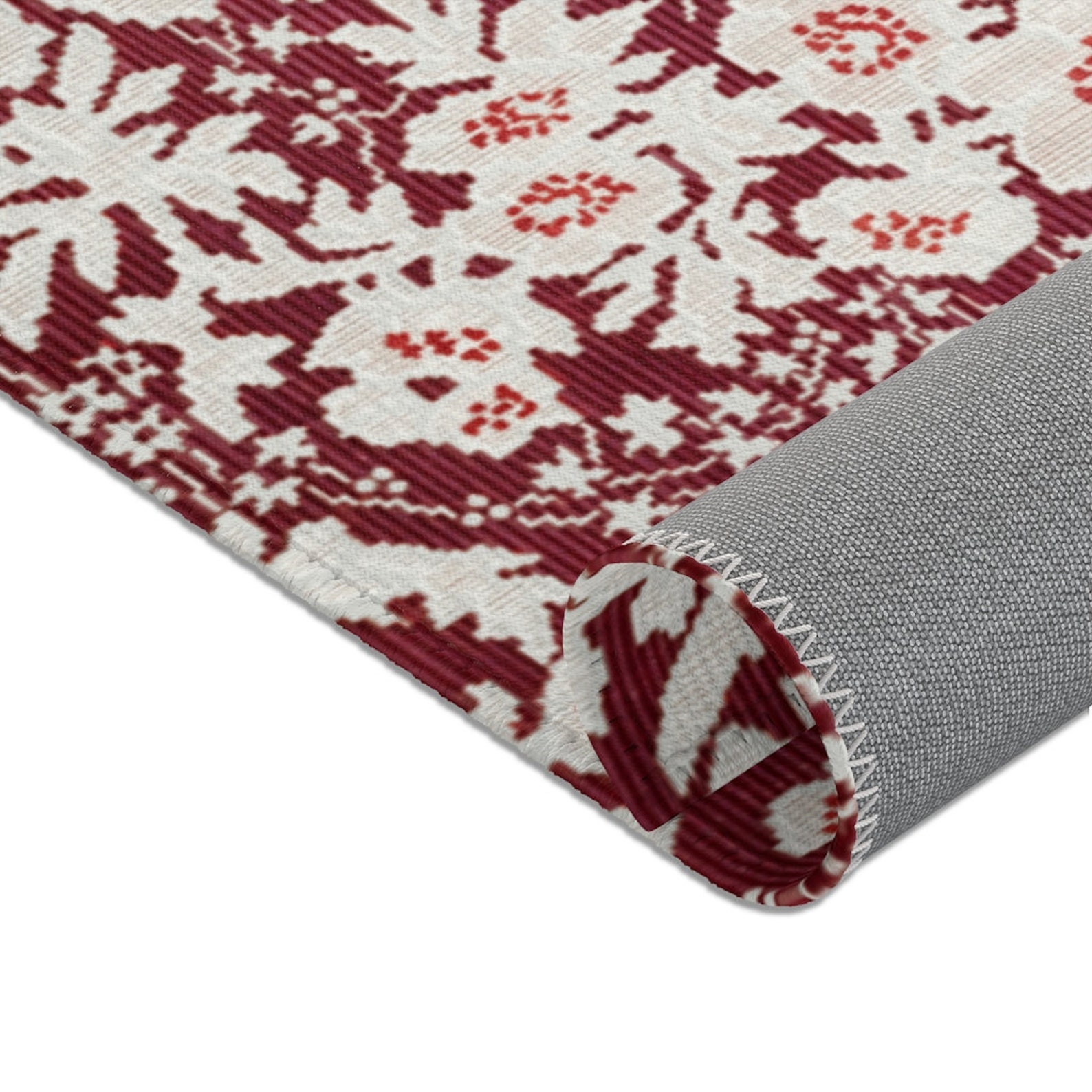 Maximalist Floral Rug Burgundy Floral Chintz Print Decorative - Etsy