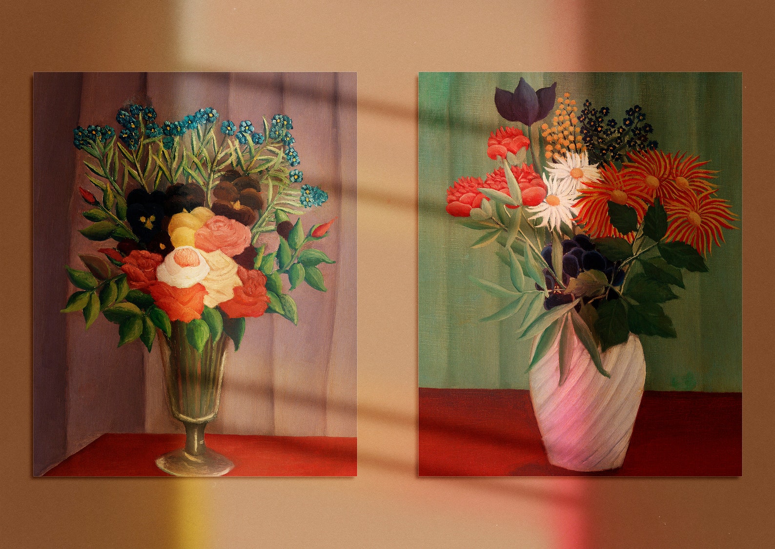 Pair of Henri Rousseau's Flowers in Vase Painting Set of | Etsy