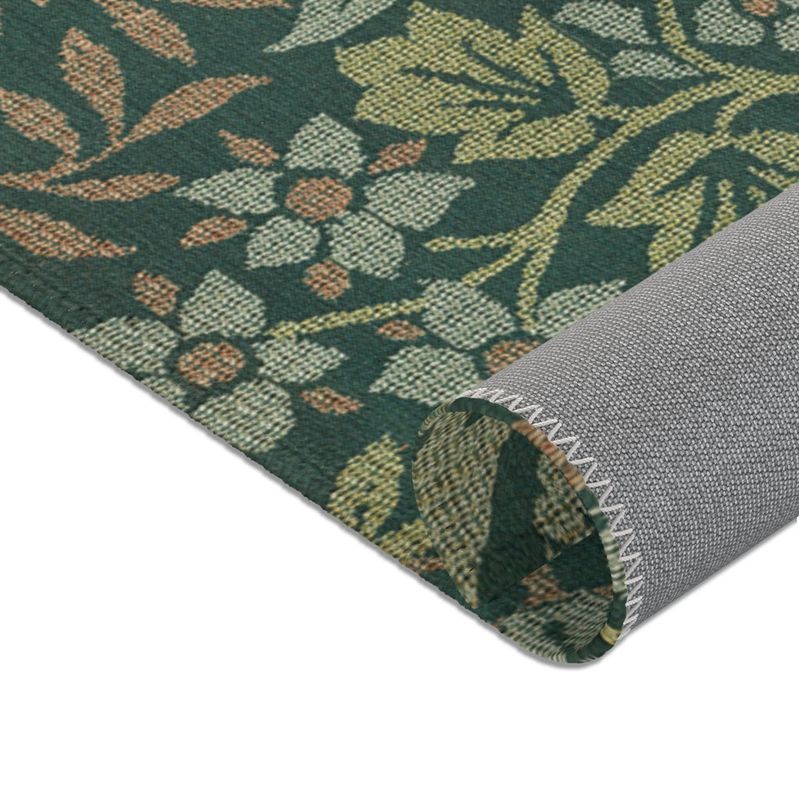 Hunter Green Floral Pattern Area Rug William Morris Botanical - Etsy