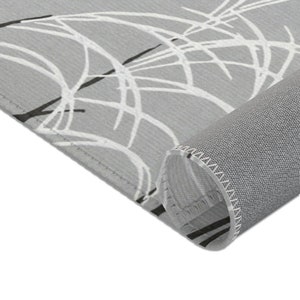 Minimalist Grey Nature Scene Rug, Grey and White Wild Grasses Print ...