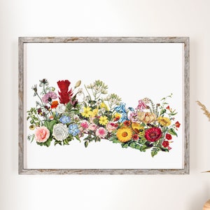 Set of TWO Victorian Era Floral Collage Wall Decor, Matching Posters ...