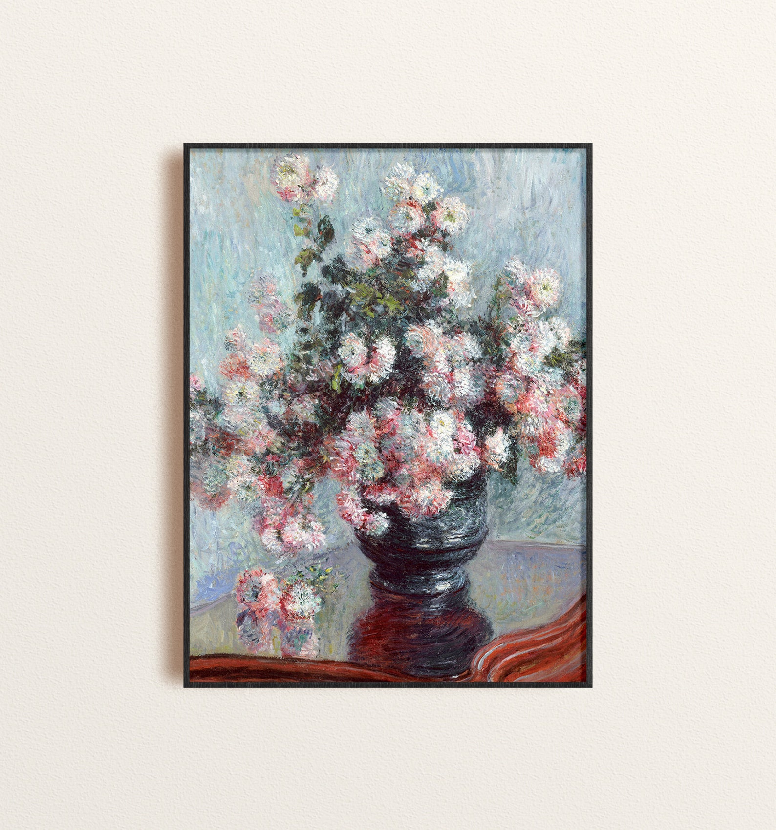 Monet Pink Flowers Art Print Impressionist Pink Floral Still | Etsy