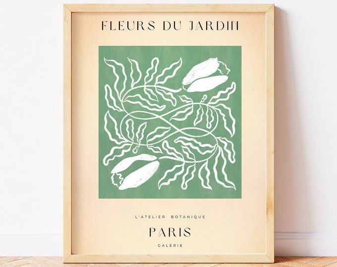 Sage Green Flower Market Poster Matisse PRINTABLE Wall Art White ...