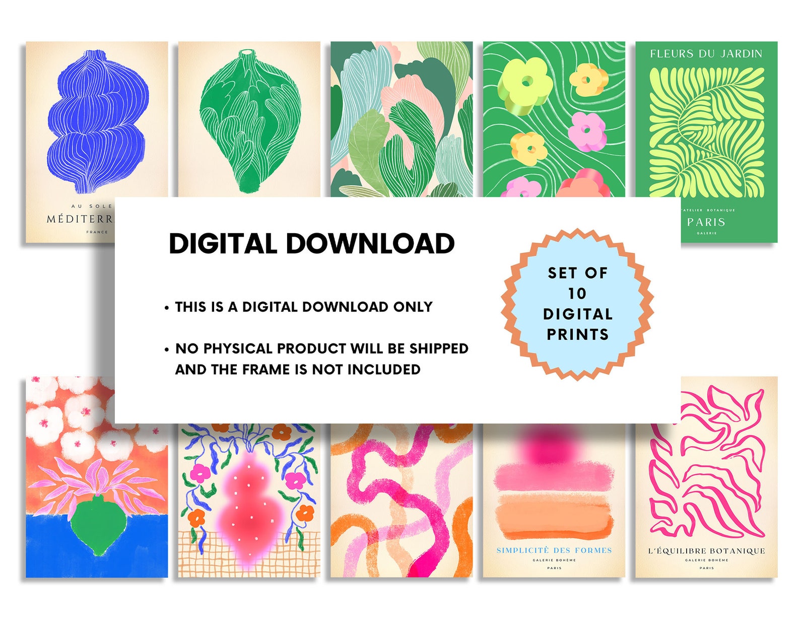 Bright Colors Wall Art Set. Eclectic Gallery Wall Print Set. - Etsy