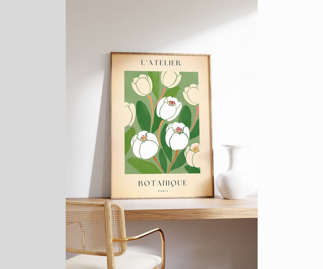 Sage Green Flower Market Poster Floral PRINTABLE Wall Art White Flower ...