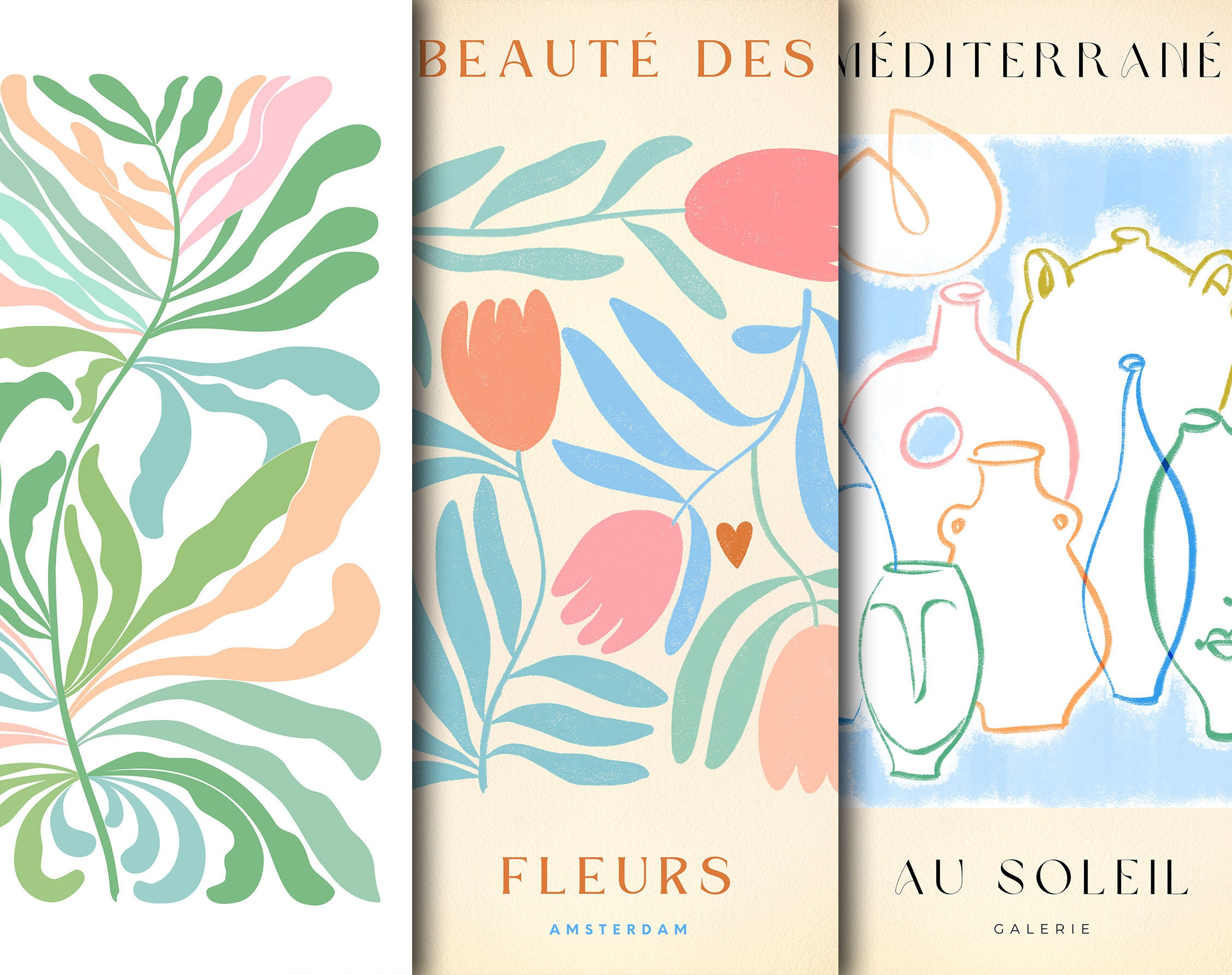 Colorful Gallery Wall Set. Aesthetic Posters. Colorful Wall Art. Bright ...