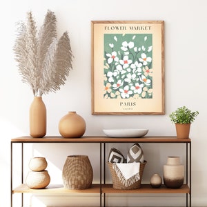 Sage Green Flower Market PRINTABLE Wall Art White Flowers Boho Art ...