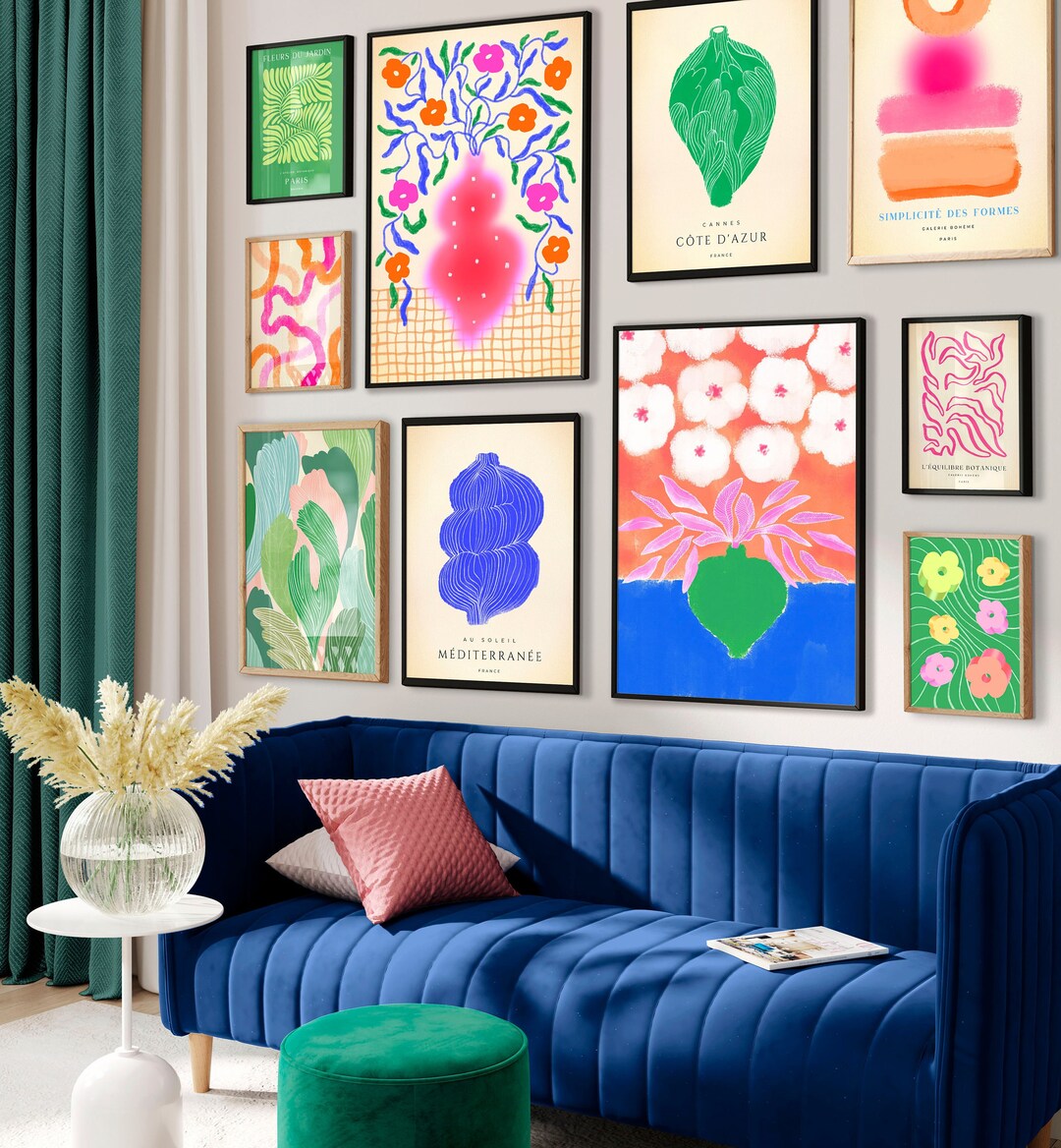 Bright Colors Wall Art Set. Eclectic Gallery Wall Print Set. Colorful ...