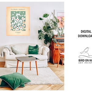 Sage Green Flower Market PRINTABLE Wall Art White Flowers Boho Art ...