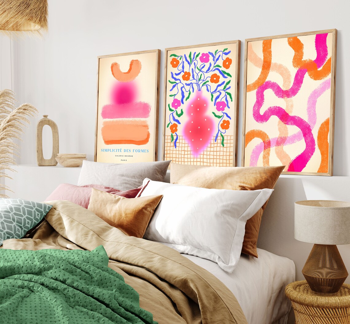 Bright Colors Wall Art Set. Eclectic Gallery Wall Print Set. - Etsy