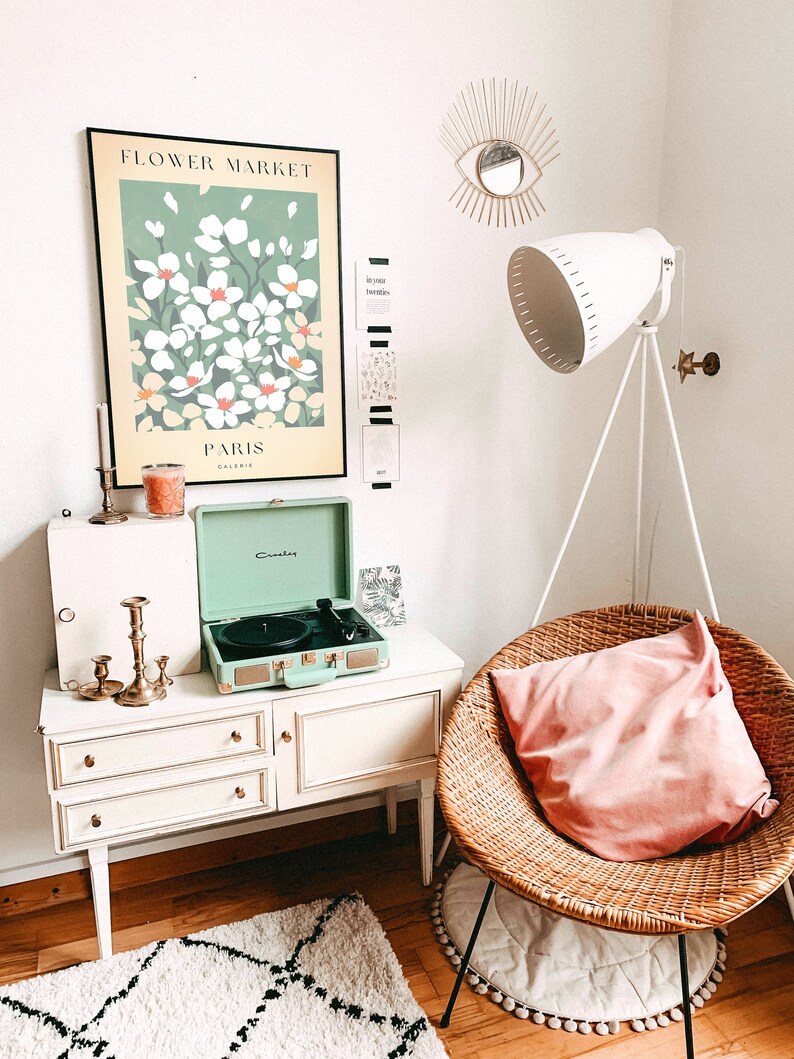 Sage Green Flower Market PRINTABLE Wall Art White Flowers Boho Art ...