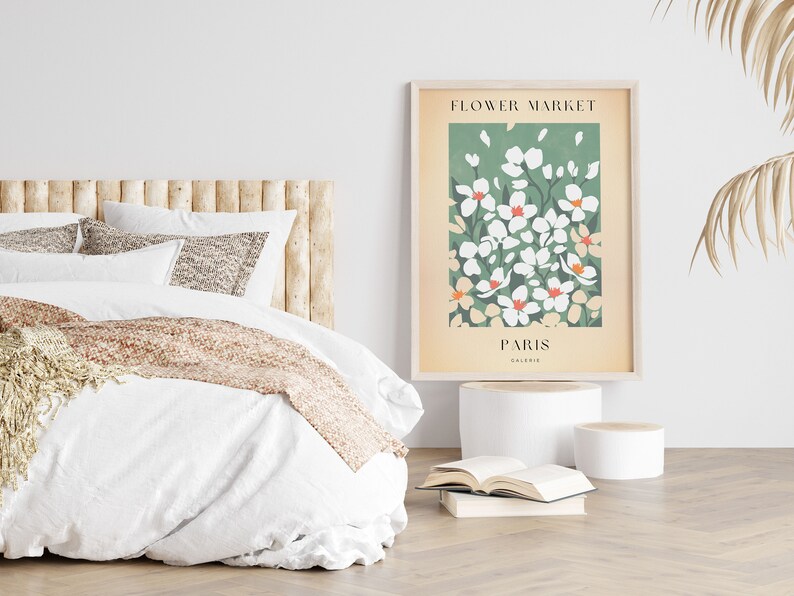 Sage Green Flower Market PRINTABLE Wall Art White Flowers Boho Art ...