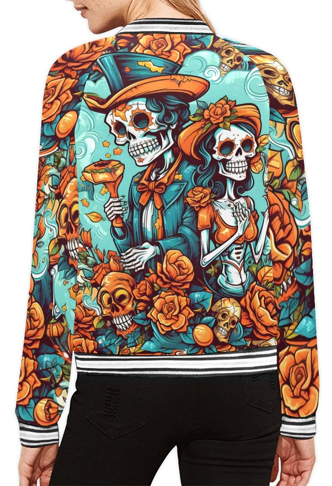 Women's Bomber Jacket La Catrina Santa Maria Chola Chicano Cholo ...