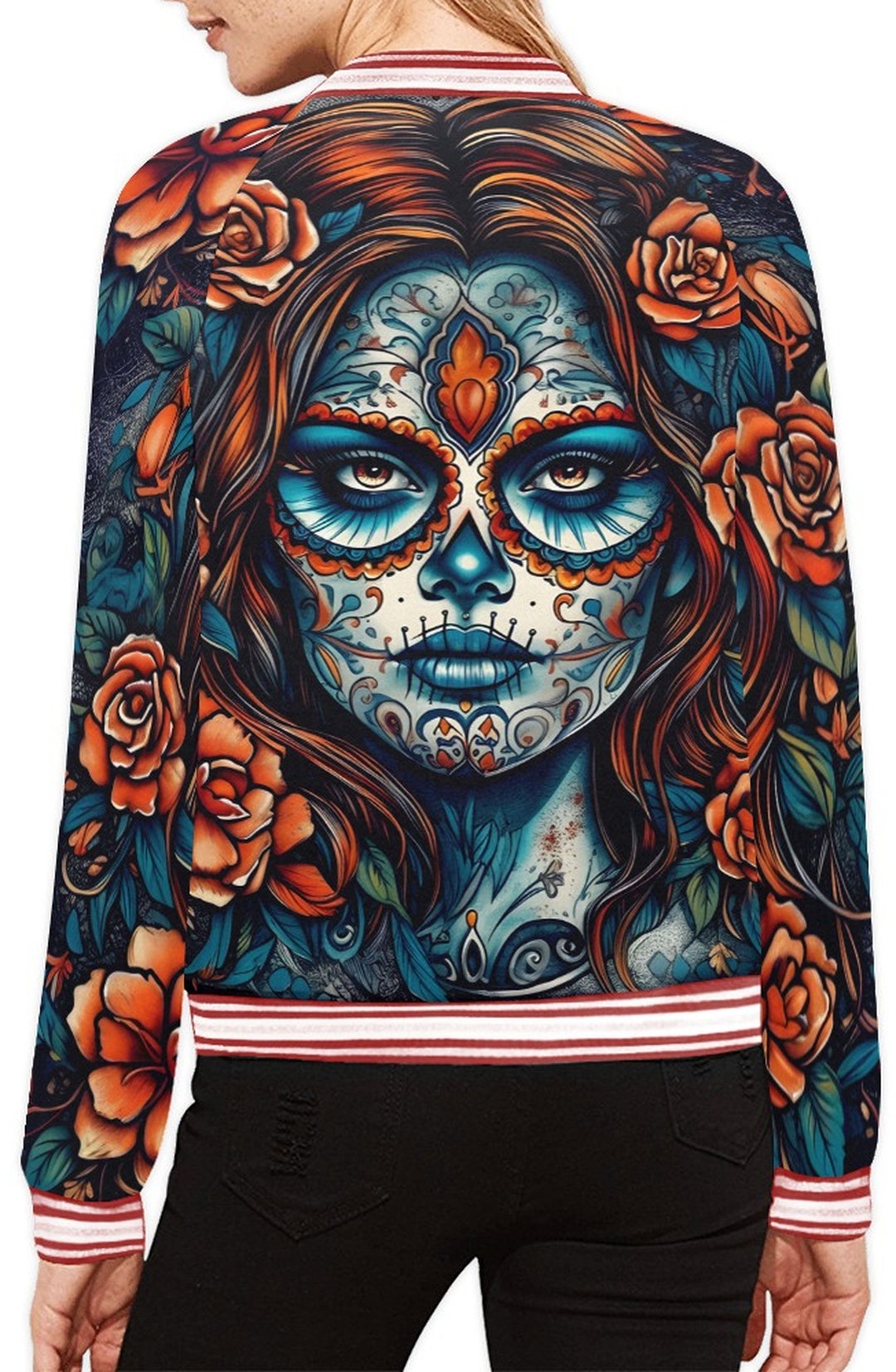 Women's Bomber Jacket La Catrina Santa Maria Chola Chicano Cholo ...