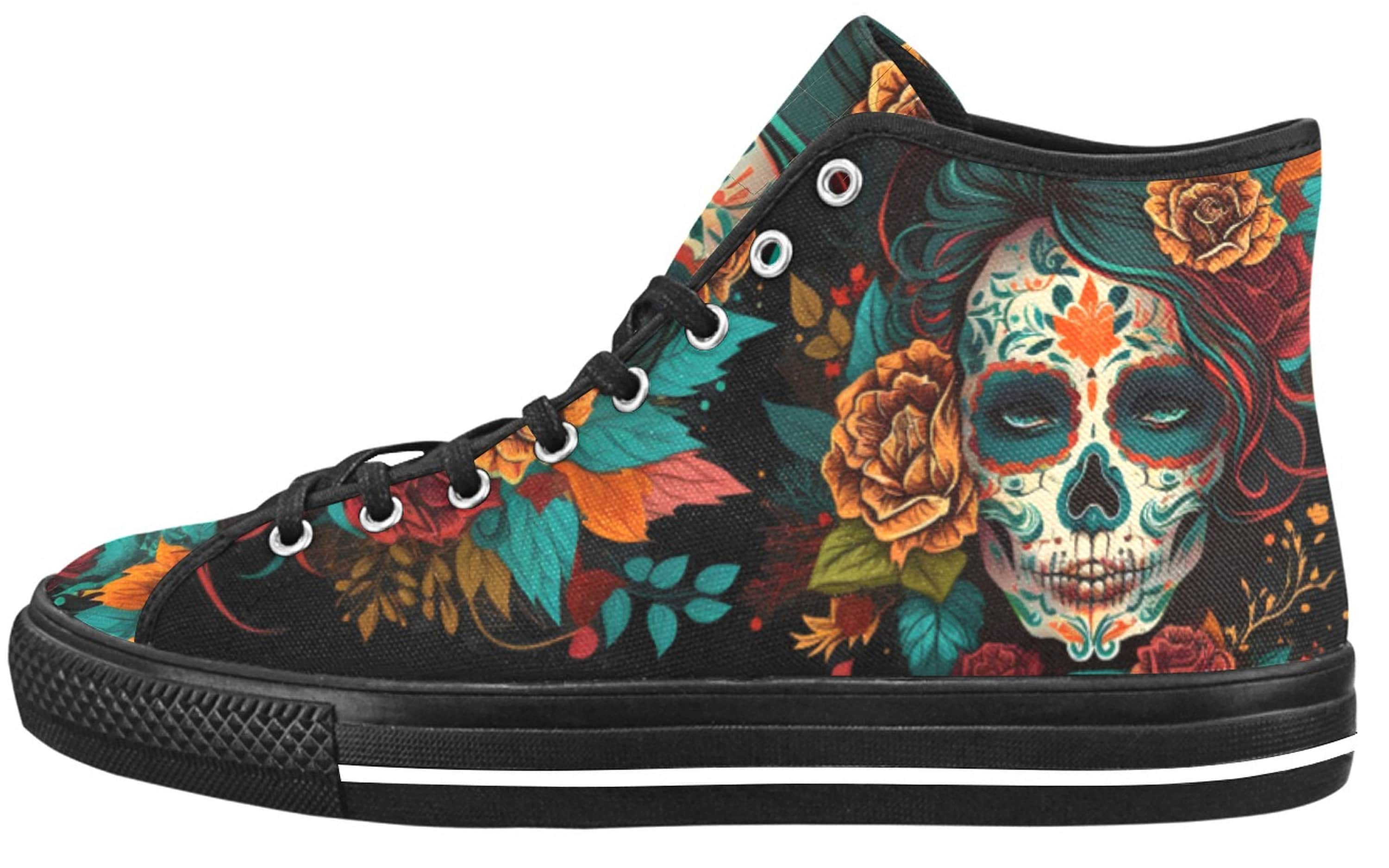 Vancouver High Top Canvas Women's Shoes La Catrina Sugar Skull Chicano ...
