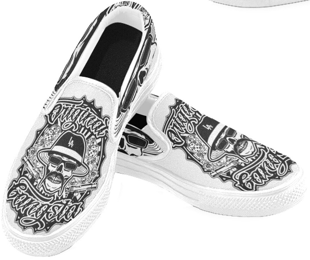 Men's Gangsta Slip on Sneakers Shoes Boots Chicano Lowrider Cholo ...