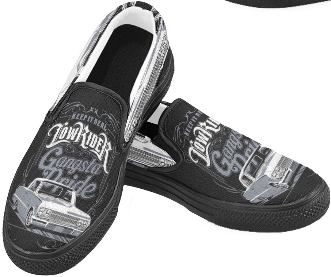 Men's Lowrider Slip on Sneakers Shoes Boots Chicano Cholo Gangster ...