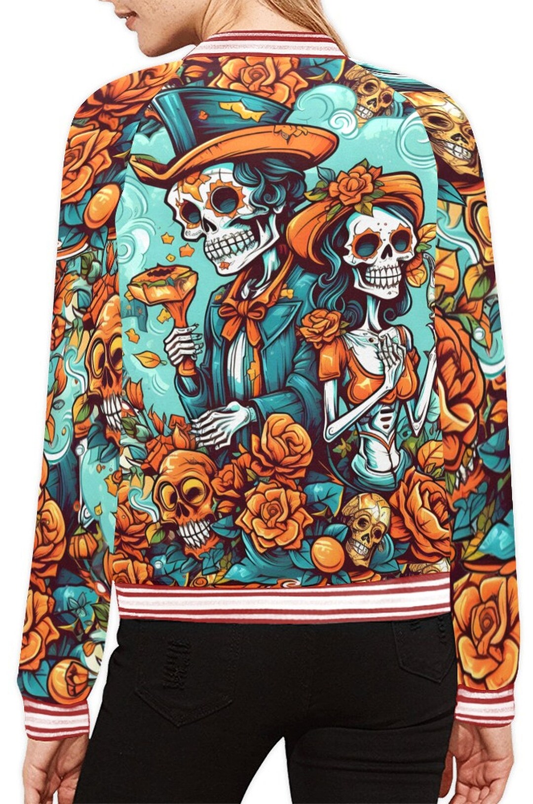 Women's Bomber Jacket La Catrina Santa Maria Chola Chicano Cholo ...