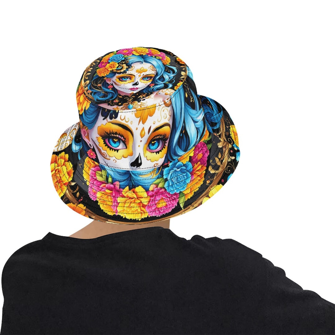 Bucket Hat La Catrina Calavera Hat Día De Los Muertos Art Comics ...