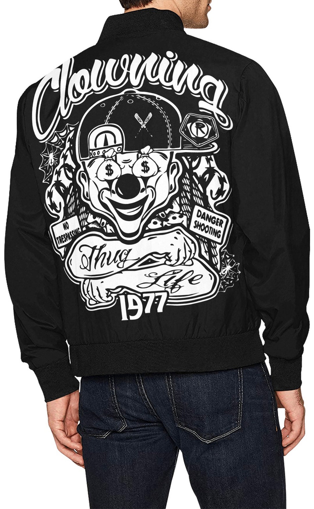 Gangsta Bomber Jacket Chicano Cholo Mexican Clown Thug Raider Clowning ...
