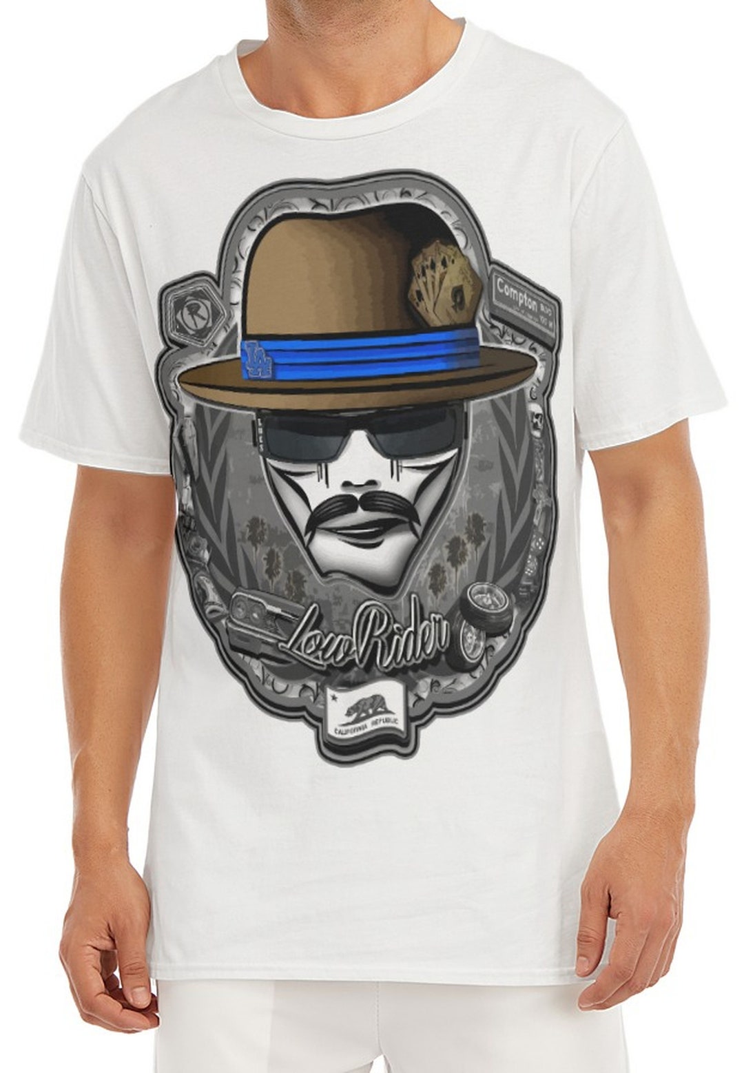 Lowrider T-shirt Men's Chicano Cholo Mexican Gangsta Gangster Chevrolet ...
