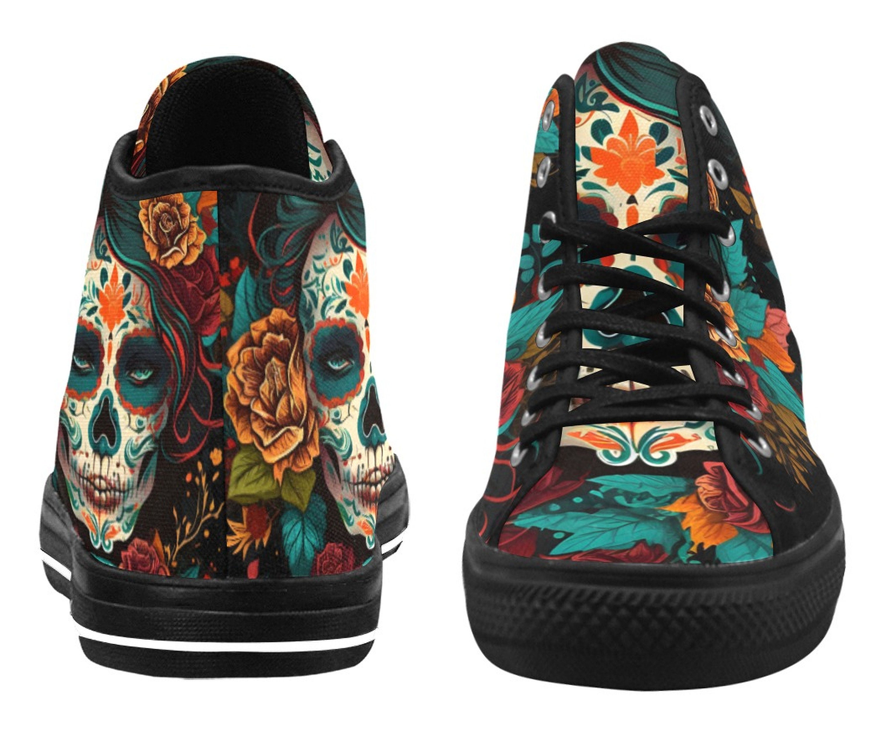 Vancouver High Top Canvas Women's Shoes La Catrina Sugar Skull Chicano ...