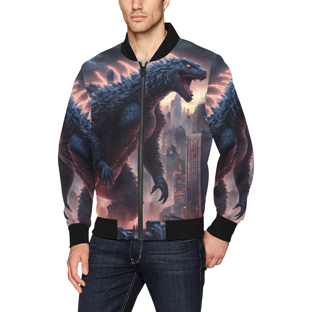 Godzilla Bomber Jacket Gojira Kaiju Sci-fi Monster Horror Japan Art ...