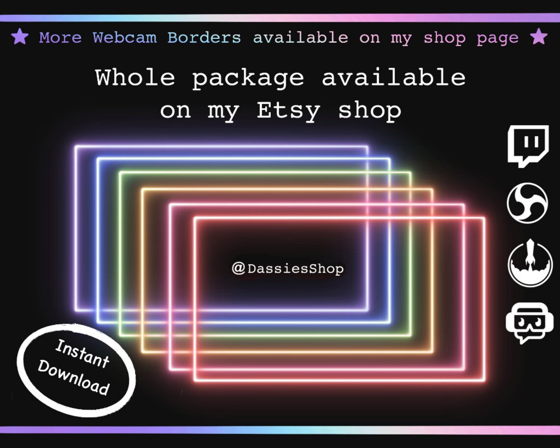 Twitch Neon Animated Camera Overlay Package | Dark / Soft Pink LED - Etsy