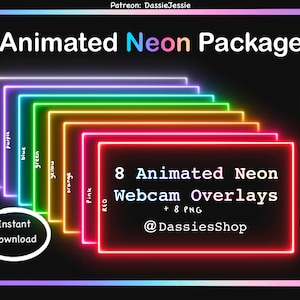 Twitch Neon Animated Camera Overlay Package | All Colours - Etsy