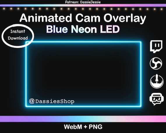 Twitch Neon Animated Camera Overlay Package Blue LED | Etsy