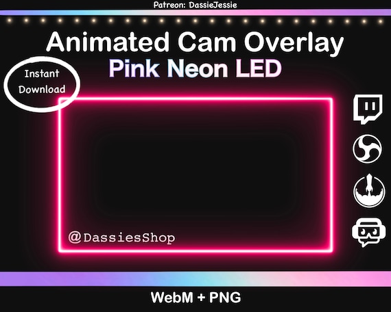 Digital Art & Collectibles Twitch Neon Animated Camera Overlay Package ...