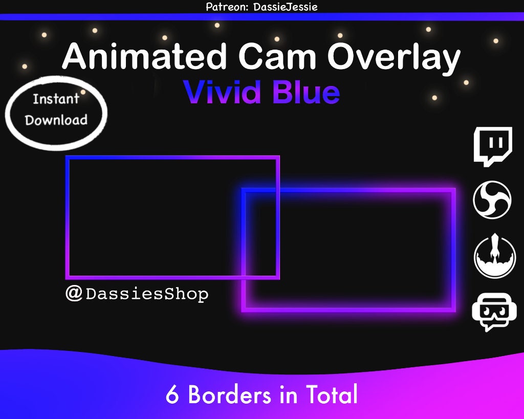 Twitch Animated Camera Overlay Vivid Blue - Etsy