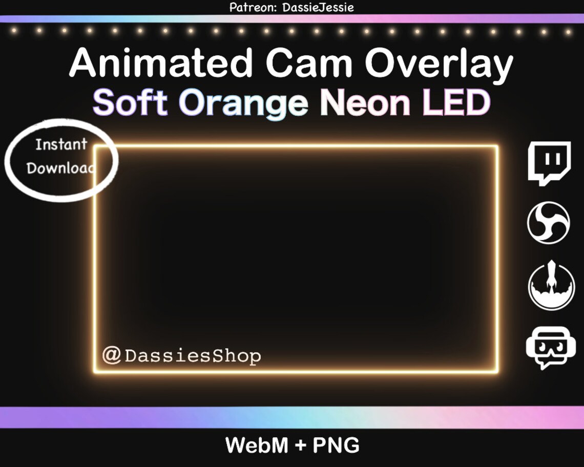 Twitch Neon Animated Camera Overlay Package Dark / Soft - Etsy