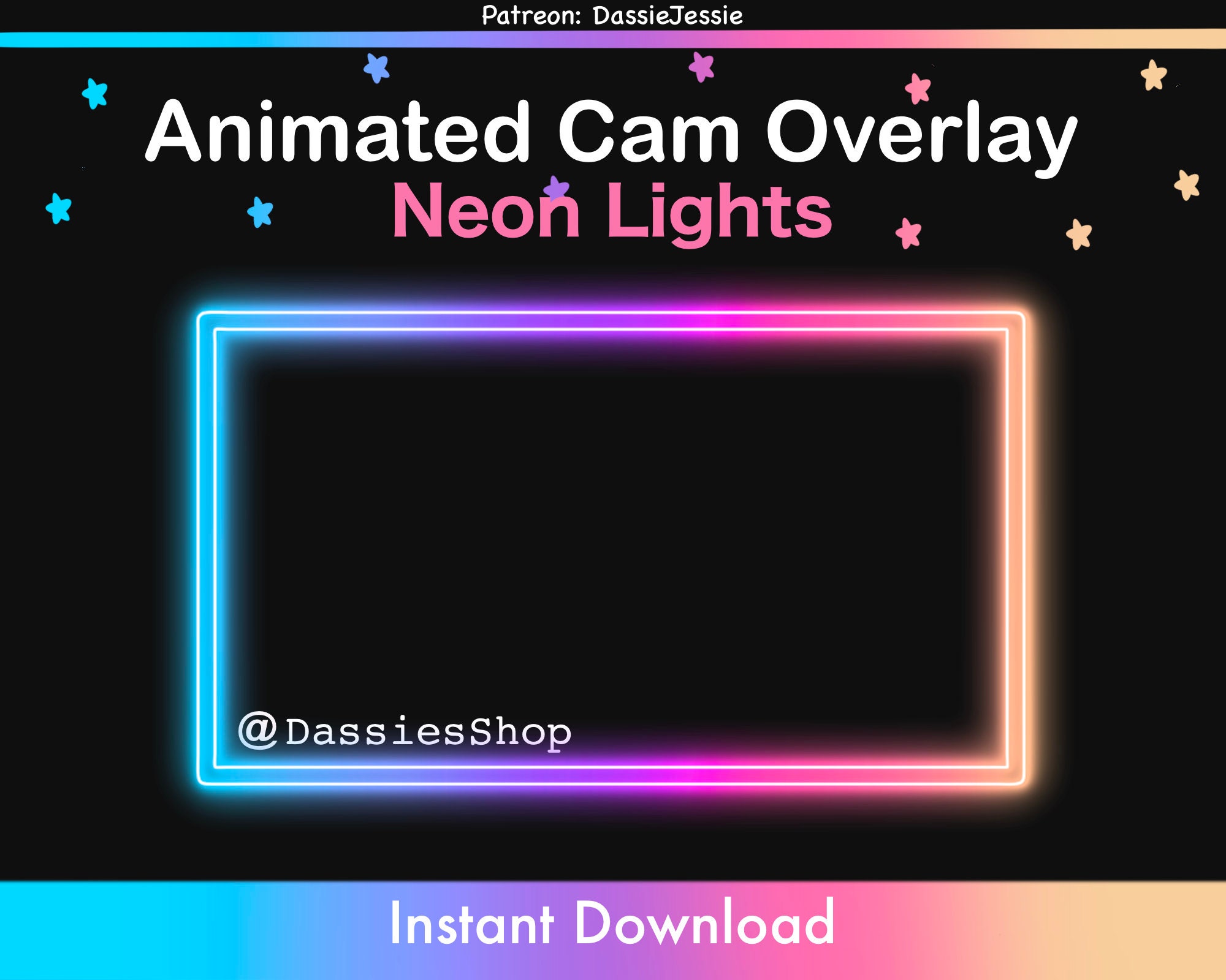 Twitch Animated Camera Overlay | Neon Lights - Etsy